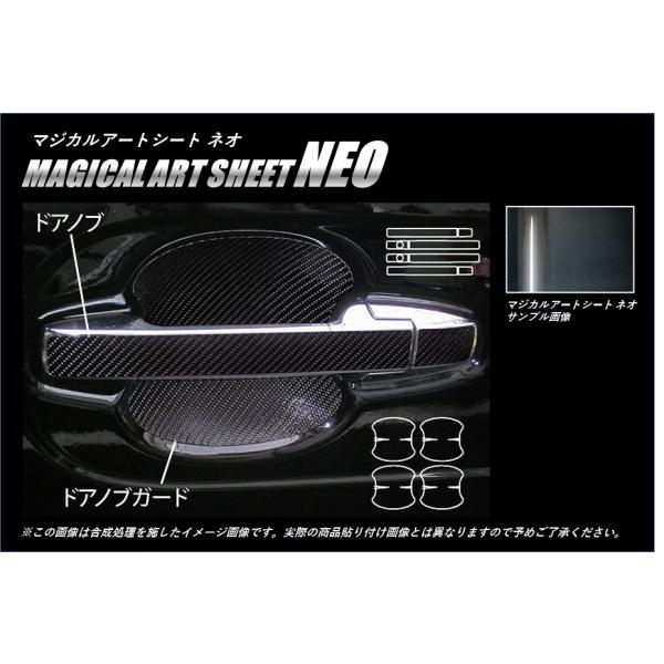 ドアノブガード専用のマジカルアートシートNEOです。【ご注意ください】ドアノブは別売りとなっておりますので、セットには含まれません。ご注意くださいませ。◆適合車種ホンダ　N-BOXカスタム　JF1/JF2（2011.12〜2017.8）◆カ...