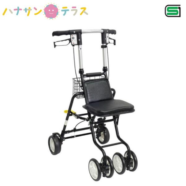 コンパクトタイプ ショッピングカー キャリー 椅子付き アルミ ショッピングバッグ シンプル 無地 座れる 歩行補助 カート 歩行器 歩行車 手押し車シルバーカー 男性用 島製作所 テノールEVO SGマーク ・男性向けシルバーカー。・握る...