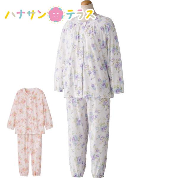 大きめボタン天竺プチサイズパジャマ S M L LL プチサイズ  春夏 涼しい レディース 婦人 用 つかみやすいボタン  介護用 おしゃれ かわいい 入院用 母の日 敬老の日 誕生日 クリスマス プレゼント 入所 入院 シニア