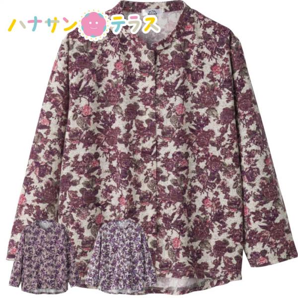 スナップ釦前開きＴシャツ ベージュ・ローズ・パープル Ｍ〜Ｌ・Ｓ・ＬＬ・3Ｌ 見た目はまるで普通のTシャツなのに、実はスナップボタン設計で全開に！スムーズに着脱できます♪秋から長く使える素材感です。<br>スナップボタン 前開き...