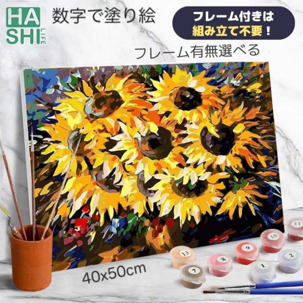 付属のアクリル絵具で数字のとおりに色を塗るだけ。仕上がりは油絵風の本格絵画の完成。完成目安：平均1-4週間(個人差大）■含まれるもの・数字が印刷されたキャンバス１枚 40x50cm・筆３本・アクリル絵具・壁がけ用フックとネジ・印刷数字ガイド...