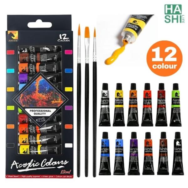 内容：アクリル絵の具12ml × 12〜24色、ペイントブラシ3本【鮮やかな発色】アクリル絵の具ならではの鮮やかな発色で、セットに含まれる基本の定番カラーはそのままでも美しく、色を混ぜて濃淡を調整したり、重ね塗りによって質感や深みを出したり...