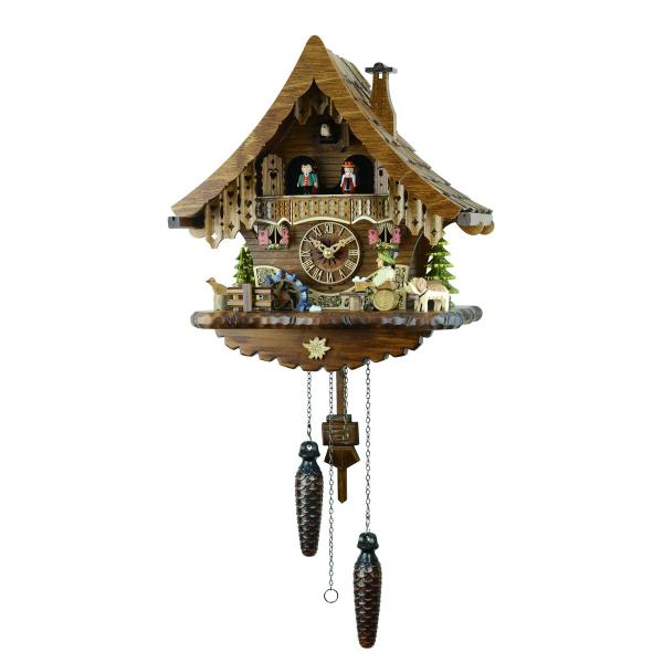 ■使用する電池単二電池3本　一般的な乾電池（マンガン・アルカリ）一部のハイパワー電池はご使用頂けません■商品詳細一枚、一枚貼り合わせで作られた屋根が特徴的なクォーツ式鳩時計471QMT三角の反らせた屋根と、煙突が特徴的な鳩時計です深い色合い...