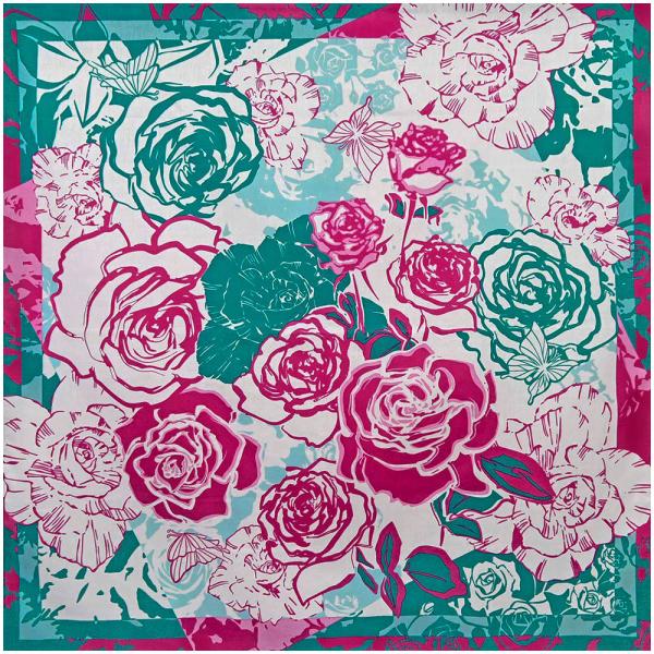 風呂敷 日本製 97cm幅 二四巾 綿100％ ディア・レディー ローズ 薔薇 花 ピンク 青緑 ターコイズ プレゼント 母の日 誕生日 リメイク 布 生地 お洒落 個性的 No.26-0159■サイズ   約 97cm × 約 97cm ...