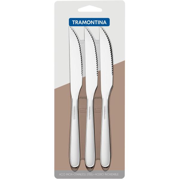 【発売日：2022年12月25日】●サイズ:ステーキナイフ●パターン名:3本セット●ブレードの材質:ステンレス鋼●ブランド:TRAMONTINA●色:シルバー●ハンドル材質:ステンレス鋼, 木材●ブレードのエッジ:セレイテッド●メーカー:ト...