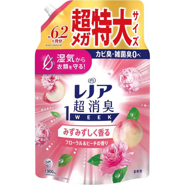 【発売日：2022年12月25日】●パターン名:フローラル&amp;ピーチ●サイズ:詰め替え 1900mL●ブランド:レノア●商品の個数:1●香り:みずみずしく香るフローラル&amp;ピーチの香り●商品特長:ソフトニング, 消臭, 静電気防...