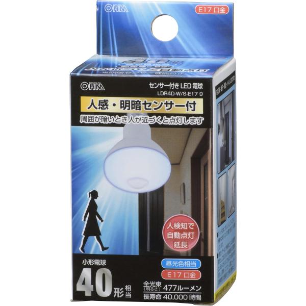【発売日：2025年01月15日】●色:昼光色●スタイル:40形●ブランド オーム(OHM)●ライトタイプ LED●特徴 省エネ, モーションセンサー●ワット数 4.3 W●電球形状サイズ E17●メーカー :オーム(OHM)●型番 :LD...