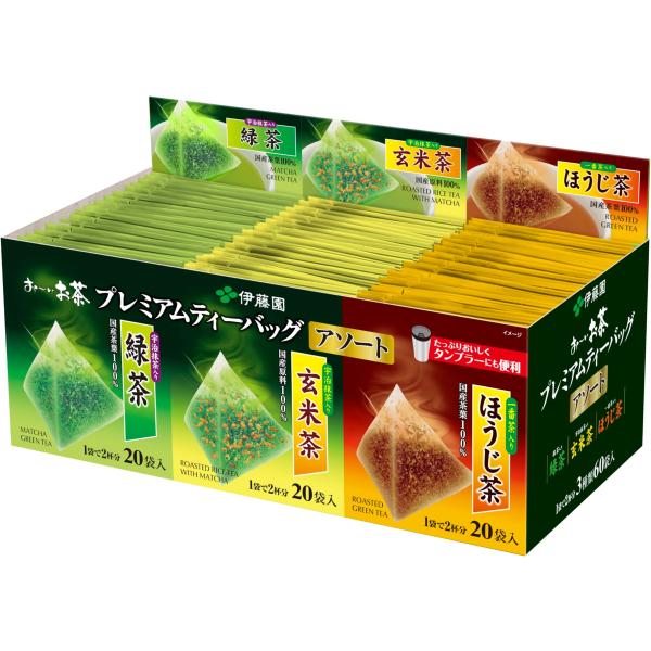 【発売日：2025年01月15日】●ブランド:プレミアムティーバッグ●商品の形状:ティーバッグ●風味:アソート 60袋●茶葉種:グリーン●ユニット数:60 袋●商品の個数:60●パッケージ情報:バッグ●カフェイン含有量:カフェイン●商品の重...
