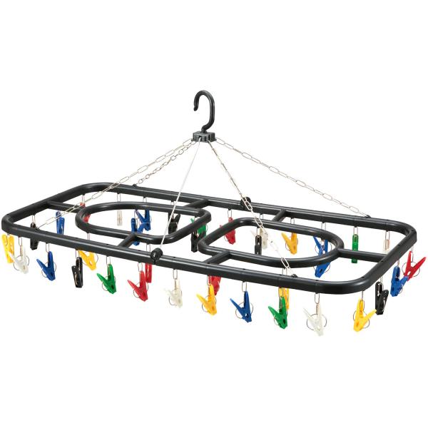 コグレ Kogure ジャンボ角ハンガー36  カラフルBK  洗濯物 洗濯 ハンガー 洗濯物干し フック自立 金属製チェーン 鴨居 隠し干し スチール 谷折り式  663317　アウトドア　フックが自立するので高いところに掛けやすい。金属...