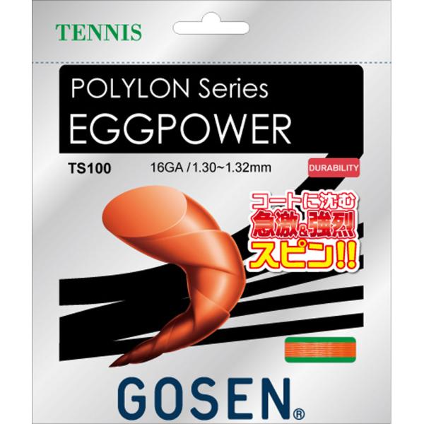ゴーセン GOSEN EGGPOWER 16 オレンジ 硬式テニス ガット ストリング 部活 チーム クラブ トレーニング エッグボール 超攻撃型 メンテナンス ラケット  TS100OR　テニス　憧れのエッグボールを手に入れろ!世界初の独...