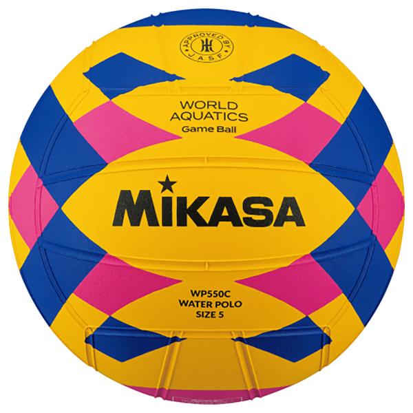 ミカサ MIKASA 水球 検定球5号 男子用 イエロー×ブルー×ピンク メンズ 高校 大学 一般用 ボール プール 練習 練習球 試合 国際公認球 部活 クラブ 試合 競技ボール  WP550C　スイミング　発泡ゴムにより、全方位ウェット...