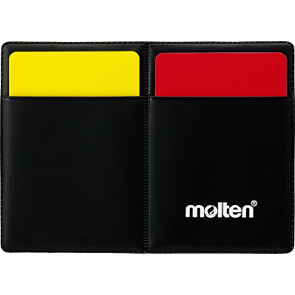 モルテン molten レフェリーグッズ 警告カードケースセット 審判 カードセット イエローカード レッドカード 警告 退場 胸ポケット 記録カード ブラック レフェリー 黄赤1組  QF0060　サッカー　ケースが一回り小さくなって、胸...