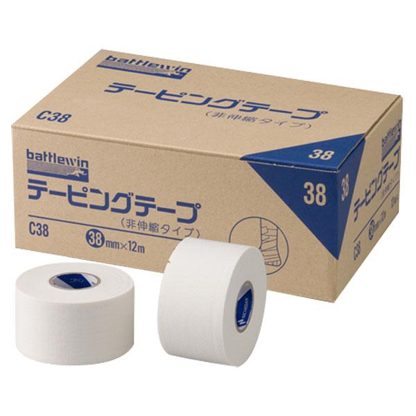 ニチバン NICHIBAN バトルウィン テーピングテープ Cタイプ 非伸縮  38mm×12m 1箱12巻 スポーツ 応急手当  C38　非伸縮タイプのテーピングテープ。スポーツ傷害の予防、応急手当て、再発防止に。綿布にゴム系粘着剤を塗布...