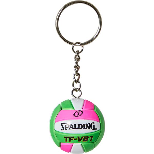 スポルディング SPALDING バレーボール キーチェーン ピンク×グリーン キーホルダー チャーム アクセサリー 学校 部活 引退 プレゼント バレー部 中学 高校 卒業 引退 大学  11009VPG　バスケット　バレーボール型のキー...