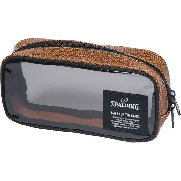 スポルディング SPALDING クリア ボール ペンケース ブラック  42009BK　バスケット　バスケットボール素材の合成皮革素材とクリア素材を切り替えたペンケース。
