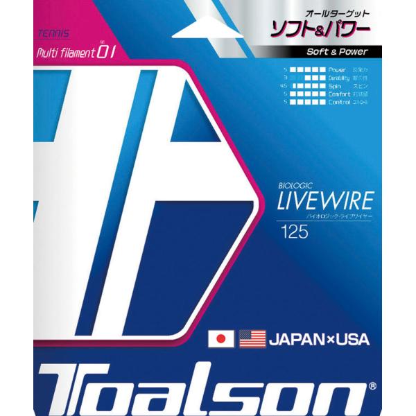 トアルソン Toalson テニスストリングス BIOLOGIC LIVEWIRE 125 バイオロジック・ライブワイヤー 125 ブラック  7222510K　テニス　ナチュラルを越えるシャープな反発力。ログファイバー構造に先端技術の熱放...