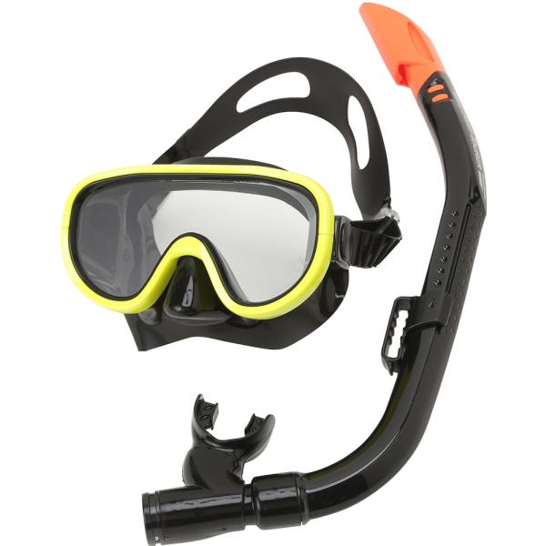 リーフツアラー Reef Tourer シリコーン製 マスク&amp;弁付きWガードシュノーケル 大人用2点セット  RC0110 BKFY　マリン　シュノーケルがスライドアダプターで使い心地抜群のセット。もちろんシリコーン素材で基本性能に...