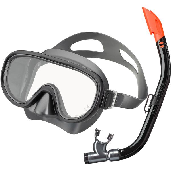 リーフツアラー Reef Tourer シリコーン製マスク&amp;弁付きWガードシュノーケル 大人用2点セット  RC0117 GMBK　マリン　シュノーケルがスライドアダプターで使い心地抜群のセット。もちろんシリコーン素材で基本性能にも...