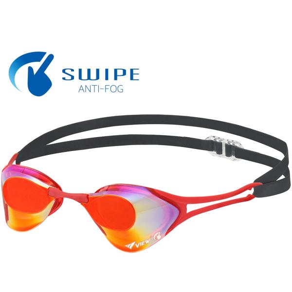 ビュー VIEW ブレードゼロ スワイプ アンチフォグ BladeZERO SWIPE 競泳用 スイミングゴーグル レーシング くもり止め ミラータイプ UVカット 流水抵抗低減  V127SAM RSHD　スイミング　ブレを抑え、流水抵抗...