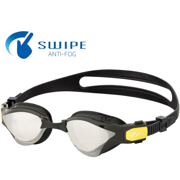 ビュー VIEW DELFINA SWIPE トライアスロン レーシング クッション付 スイミングゴーグル ミラーモデル メンズ レディース ダイビングマスク くもり止め   V2000SAM CBDY　スイミング　あらゆる自然環境下での使...