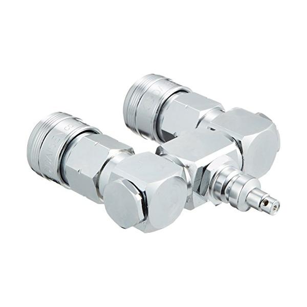 「商品情報」コンプレッサーの取り出しを4つに。 ペアソケット(高圧用) ロータリ・プラグ式。「主な仕様」高圧用ペアソケット(ロータリー式)カプラ部が360°回転使用ホース内径:高圧Φ5mm、高圧φ6mmコードNo.0088-3155