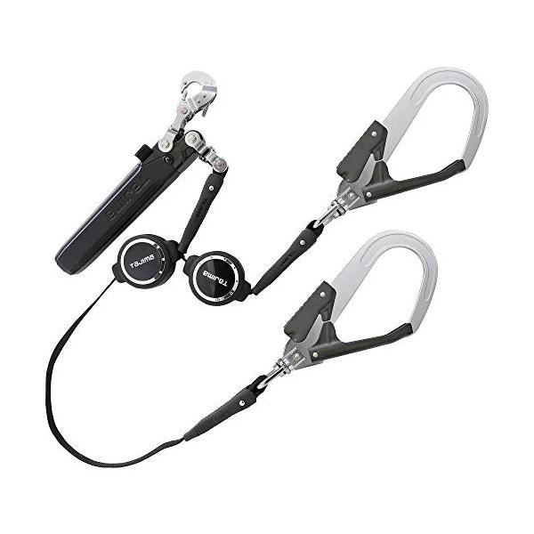 「商品情報」商品紹介スリムで邪魔にならないスマートショックアブソーバ搭載のフルハーネス型用ダブルランヤード【用途】ハーネス用ランヤード【特徴】・ランヤードが引っ掛からないリール式・巻取器のスライドにより、好みのランヤード長に調整可能・フック...