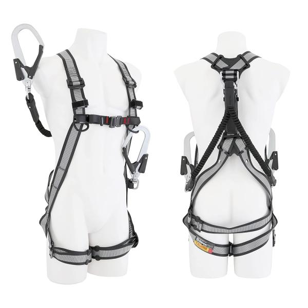 「商品情報」すぐに現場で使える、ハーネスとダブルランヤードのセット【用途】新規格対応SEGハーネス、ダブルランヤードセット【特徴】・動きやすさと快適なフィット感、広々した腰周りスペースを実現した次世代ハーネス・体の動きになじむアクティブフィ...