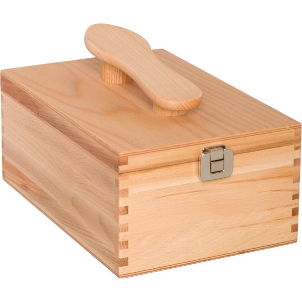 Redecker社の靴磨き用品収納ボックスです。中は2つに区切られ整理しやすくなっており、持ち手が靴底の形状で見た目にもおしゃれなボックスです。サイズ：約23cm×34cm/高さ約15cm 持ち手部分約7cm×23.5cm/高さ約6cm/材...