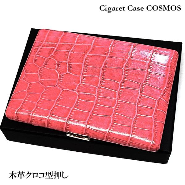 「シガレットケース コスモス 本革クロコ型押し」真鍮製のかさばらない薄型モデル。坪田パール製（PEARL）のタバコケースです。光沢のある本革クロコ型押しで１点１点丁寧に巻き上げています。カジュアルでスタイリッシュな真鍮製のシガレットケース。...