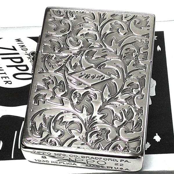 【1935 アラベスクデザイン ZIPPO】1935年に生産されていたジッポのレプリカベース。両面に普遍的な人気を誇るアラベスクデザインを施し、絶妙な空白を残しながらも、さりげなくZIPPOロゴを入れており、全体の統一感を演出しています。繊...