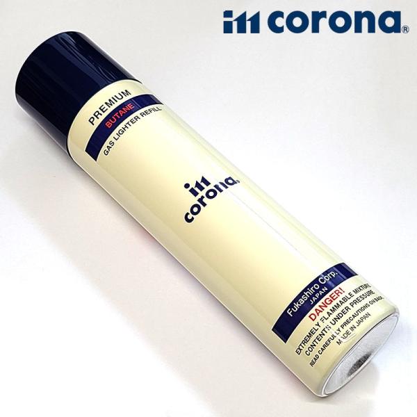 「im corona ライターガス」イムコロナのライター用ガスボンベです。活性炭を内蔵して不純物を取り除きライター用に製造された液化ガスです。こちらはイムコロナライター以外のガスライターにもご使用いただけます。アダプター無しでほとんどのライ...