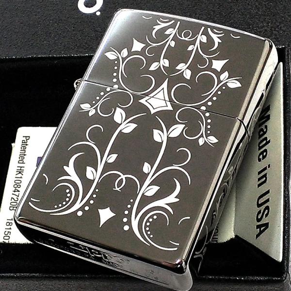 【USモデル 5面アラベスク ZIPPO】アラベスク模様が5面にわたって彫刻された品のあるジッポライターです。ブラックアイスのボディには鏡面加工を施しており、デザインとマッチした艶のある美しい表情がうかがえます。本体はチタン加工により、コー...