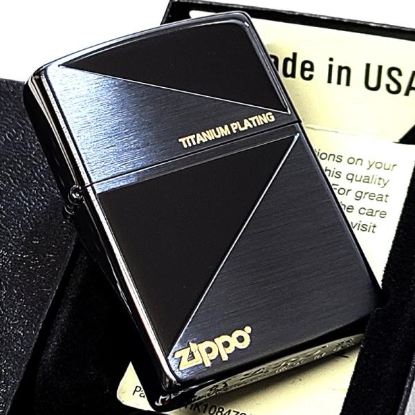 「チタニウムプレーティング ZIPPO ガンメタル＆ブラック 」ブラックのボディに、幾何学的な模様を施したおしゃれなジッポーライター。ガンメタとブラックの組み合わせがシックでスタイリッシュな雰囲気を醸し出します。デザインは鏡面仕上げとサテン...