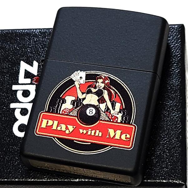 「Play with Me ZIPPO」ビリヤードの8ボールが中央に描かれたおしゃれなジッポライターです。様々なゲームを思わせるデザインが目を惹きます。裏面は無地ですので、シンプルでスタイリッシュなデザインとなり、年代・性別問わず様々なシー...