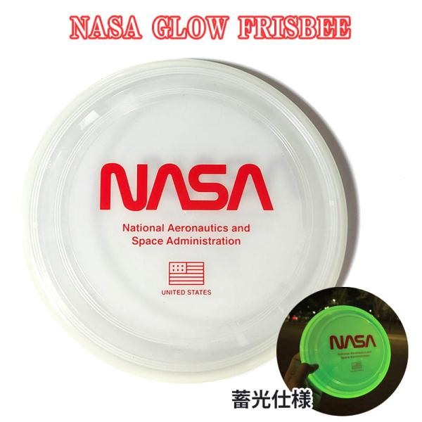 「NASA ASTRO GLOW FRISBEE」NASA公認、1975〜1992年に使われたワームロゴが入ったフリスビーです！蓄光素材となっており、暗闇で光るので夜間のアウトドア活動を一層楽しくします。プラスチック製で耐久性があり、キャン...