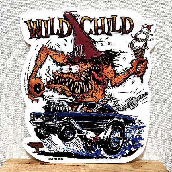 「ラットフィンクティンサイン WILD CHILD」Rat Fink の生みの親である Ed Roth がデザインしたWILD CHILD を使ったキャッチーなティンサインです。エンボス加工により立体感があり、存在感のあるサイズで、インパク...