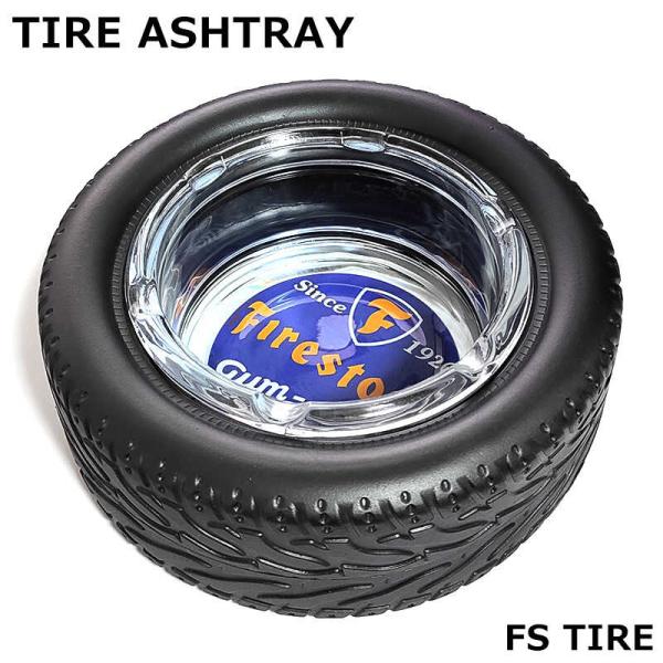 TIRE ASHTRAY Firestone“アメ車好きのデスクに似合う、タイヤ×ガラスの存在感。”Firestone（ファイアストーン）のクラシックロゴをあしらった、タイヤモチーフのガラス製アッシュトレイ外側はリアルなタイヤのトレッドパタ...