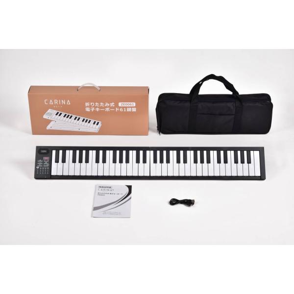 【ブランド】カリーナ carina【鍵盤】88鍵盤【サイズ】W94×D13.5×H2cm、折りたたみ時：W47×D13.5×H4.5cm【重さ】795g【給電方式】充電タイプ、内蔵電池：リチウム電池 3.7V 500mAh【電源】USB D...