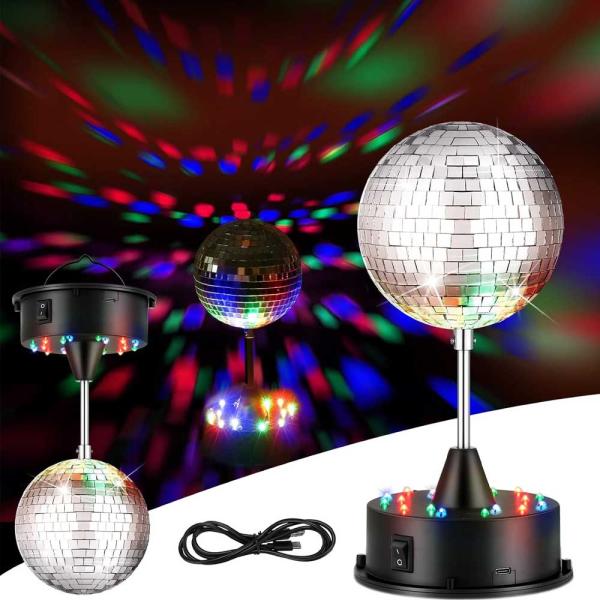 回転するディスコボールは、青、緑、赤の3色のLED電球を18個採用し、5RPMの速度で部屋全体にカラフルな照明が楽しめます。ホームパーティー、ナイトクラブ、バー、バンドパフォーマンスなど色々なイベントで素敵な雰囲気を作りますので盛り上がるこ...