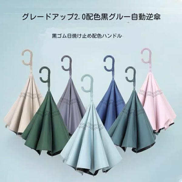 逆さ傘 ワンタッチ 自動開 UV カット 紫外線遮断 遮熱 遮光 2 重構造 晴雨両用 便利ハンズフリー 両手自由 強風 風に強い 雨の日 暑い日 暑さ対策 日傘 逆開き折