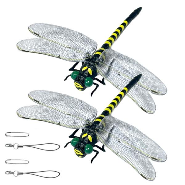 厄介な虫(スズメバチ・アブ・ハエ・ブヨ・カメムシ・コガネムシなど)を追い払う虫界肉食ハンターオニヤンマの本物に近いフィギュアです。サイズ感も本物とほぼ同じです。虫の本能を利用した虫よけアイテムです。【電池・薬品・火要らずでエコ】殺虫剤・忌避...