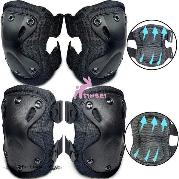 サバイバルゲーム(サバゲー)やスケボー、ローラースケートなどで、肘や膝を保護するプロテクター　男女フリーサイズ！バイクや自転車、スノーボード、一輪車など、あらゆるスポーツ、アウトドアで大活躍ニーパッド（膝当て　ひざあて）は、ワンタッチフック...