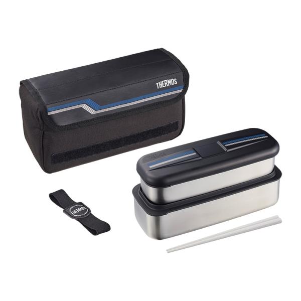 フレッシュランチボックス 1.1L ラインブラック DSD-1104W L-BK (お弁当箱 2段式 食洗機OK 保冷ケース ベルト付き ステンレス サーモス)●断熱構造のケースが外気を遮断して、安心とおいしさを届けます。●色移り、におい移...