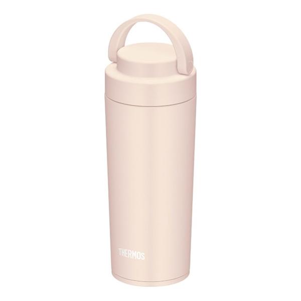 真空断熱 ケータイタンブラー 420ml ベージュピンク JOV-420 BEP (水筒 スクリュー 食洗器OK ステンレスボトル 保温 保冷 サーモス)●折りたためるキャリーハンドル付き！●持ち運びに便利なケータイタンブラー！●会社やお出...