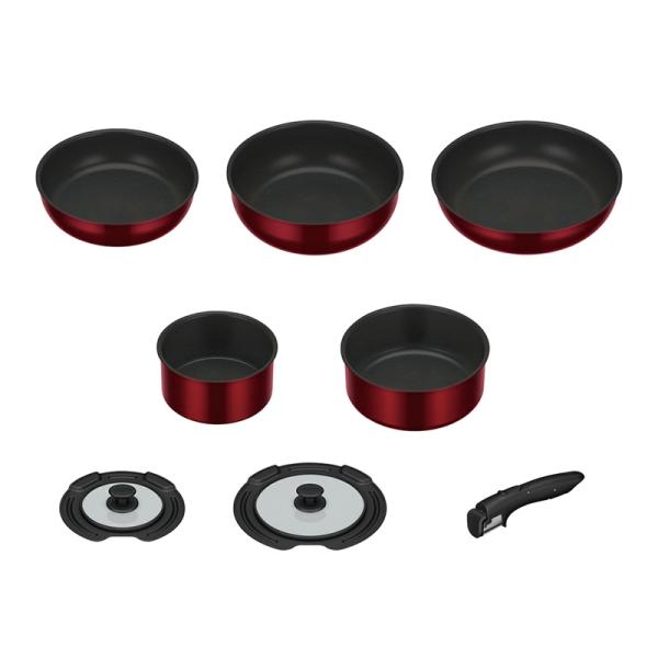 取っ手のとれるフライパン 8点セット IH/ガス KSD-8A-DR (フライパンセット 食洗機 調理器具 サーモス)●焼く、煮る、炊く、オーブン料理がこれ一つで！●フライパン・鍋5点に取っ手やフタがセットになった充実の8点セット！●IH・...