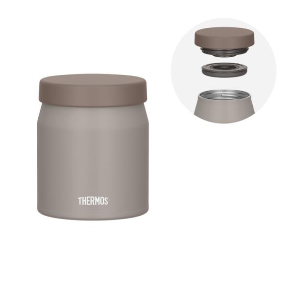 真空断熱スープジャー 300ml グレージュ JEF-300-GG   (ランチ スープボトル 保温 保冷 食洗機 サーモス)●全パーツ食洗機対応！●パッキン一体でお手入れしやすい！●まる洗ユニットを採用したスープジャー。●洗う部品は2つだ...