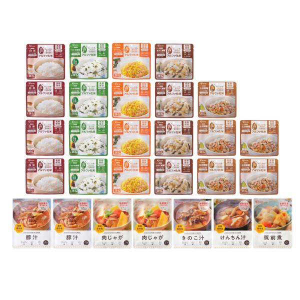 非常食 5年保存 28個入 日本製 10種28食セット (防災食 備蓄 食品ストック ローリングストック アイリスオーヤマ)●1週間分の非常食をまとめた充実の28食セット、スプーン付きです。●アルファ化米5種、レトルトおかず2種、レトルトス...