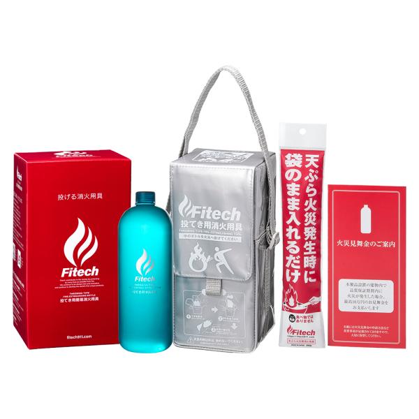 ファイテック 投てき用 消火用具 [ボトル 投げ込み 防災 火事 災害 地震]●投げるボトルタイプ消火剤なので子供からお年寄りまで誰でも簡単に。●紙や木材などの普通火災（A火災）、ガソリン、灯油などの油火災（B火災）、電気から発生する電気火...