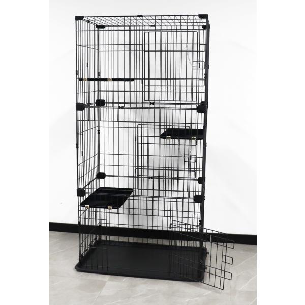 キャットケージ 3段 ブラック  (ゲージ サークル 猫用ハウス 猫用品 黒 森光商店)●猫用3段キャットケージです。●上下運動を好む猫ちゃんに最適です。●トイレと寝床を分けて設置できるので、快適に過ごせます。●上下運動ができるので、お留守...