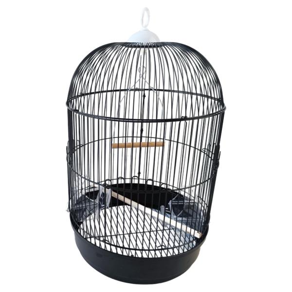 バード 丸形 ブラック  (鳥かご 鳥用ケージ 鳥用ゲージ 小鳥 インコ 黒 森光商店)●小鳥用ゲージです。●餌入れ、水入れ、底トレー、ブランコ、とまり木のセット商品です。●底トレーを引き抜けるので、簡単にお掃除が可能です。(鳥かご 鳥用ケ...